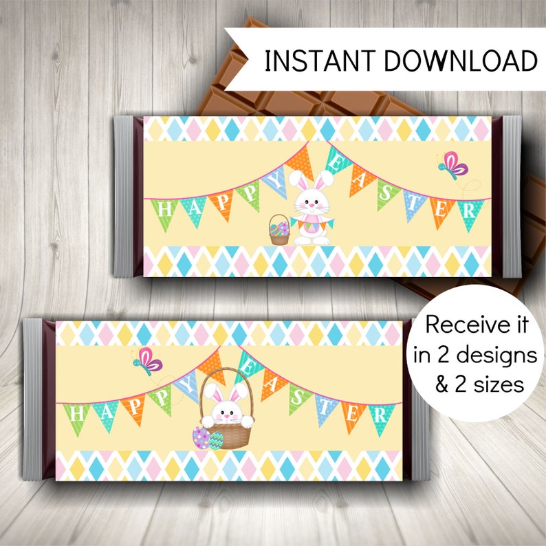 Easter Bunny Candy Bar Wrappers: Printable Party Favors (PDF) - Etsy