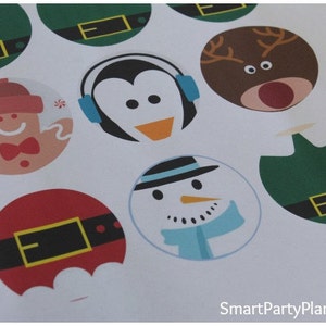 Christmas Character Cupcake Toppers / Rudolf / Santa / Snowman - Etsy