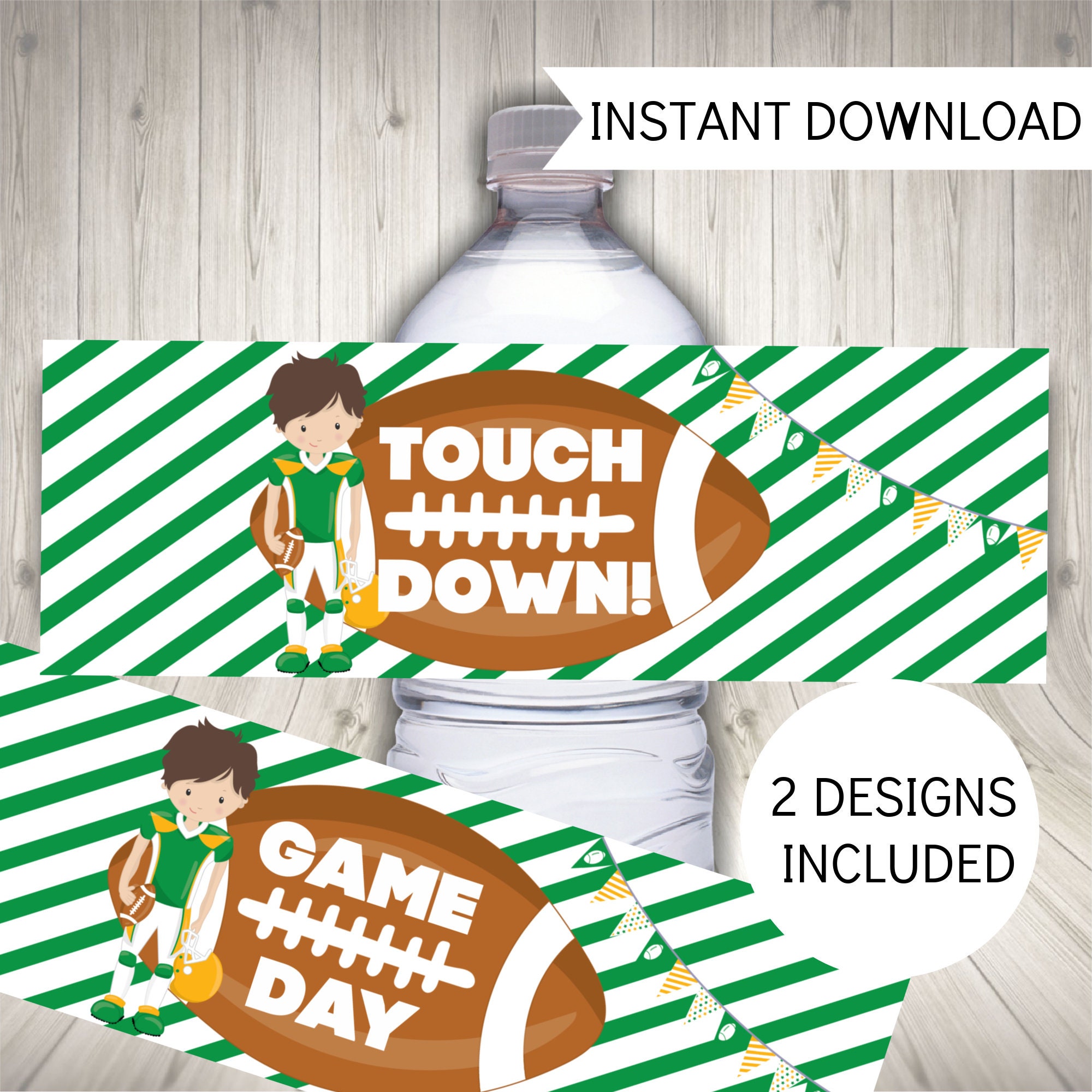 Football Party Water Bottle Labels Football Birthday Party | Etsy