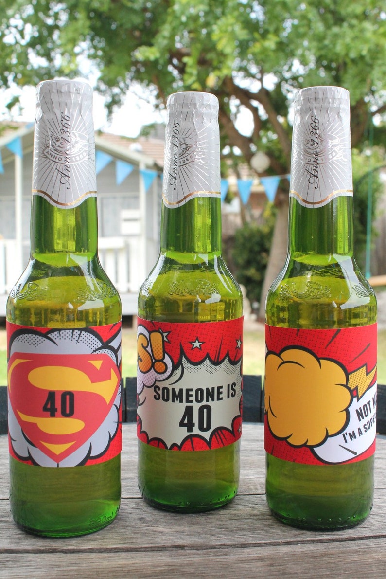 40th Birthday Beer Labels / Superhero Printable Labels | Etsy