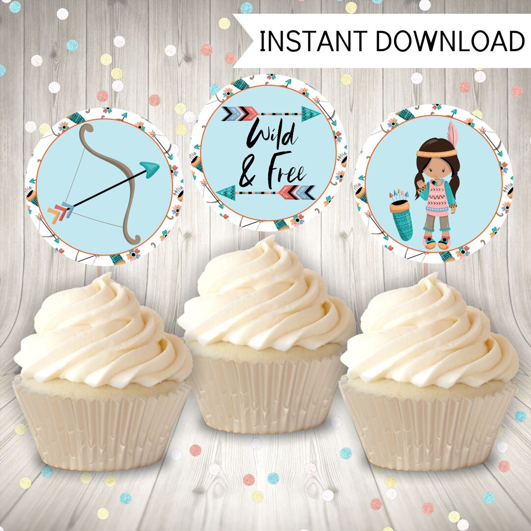 Boho Party Cupcake Toppers, Printable Cupcake Decorations, Instant ...