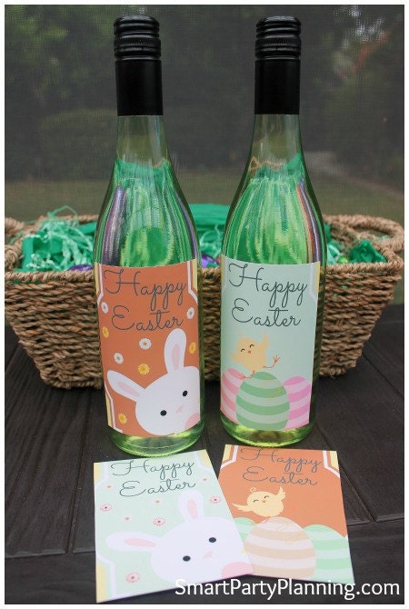 Easter Wine Bottle Labels / Easter Printable Labels | Etsy