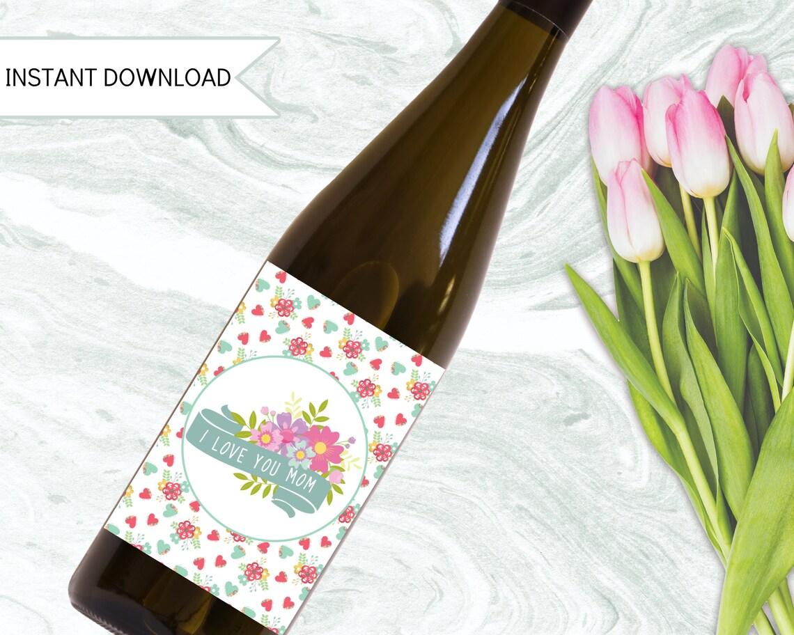 Mom Gift Wine Labels Printable Mothers Day Gift Instant - Etsy Australia