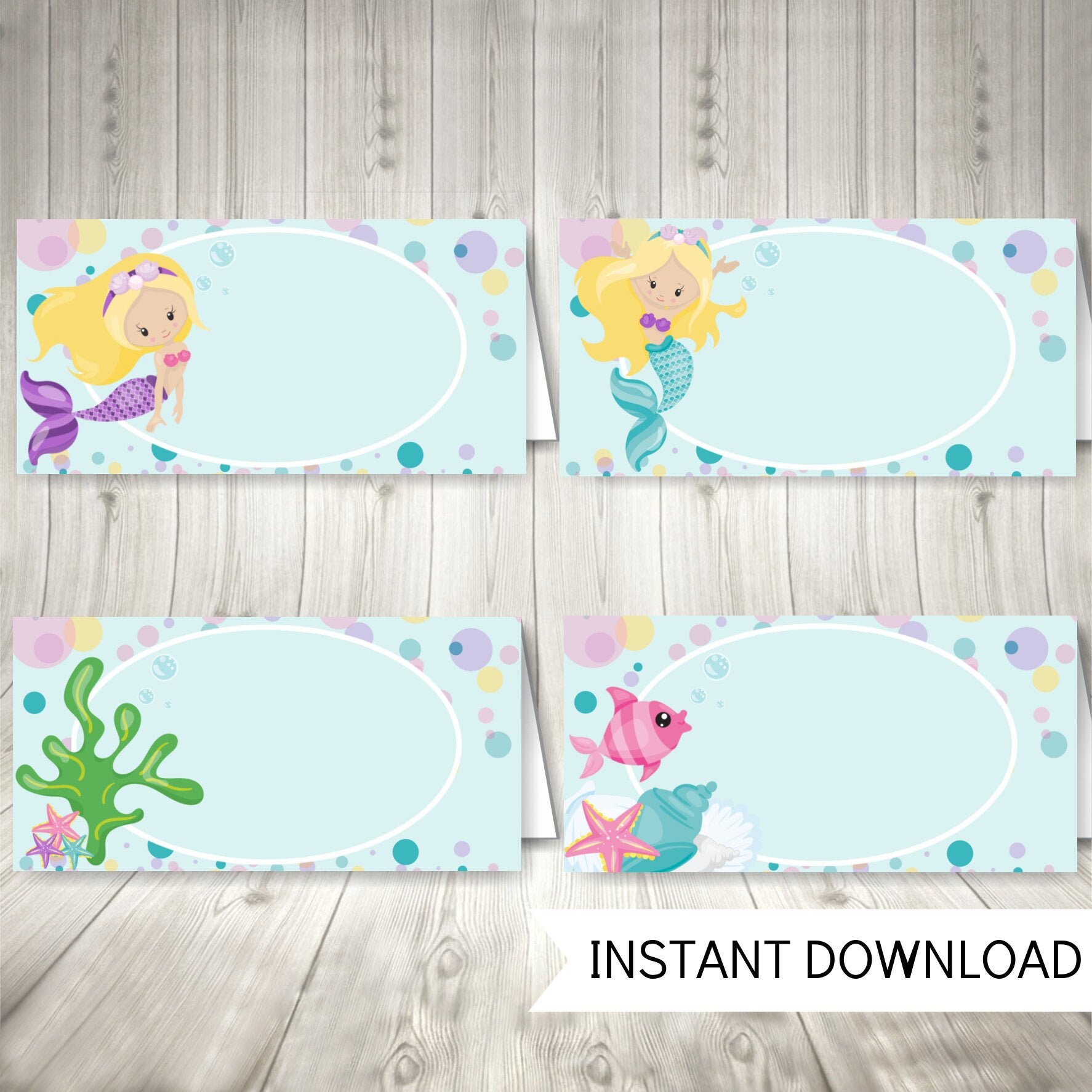 Mermaid Birthday Party Food Labels Instant Download Mermaid | Etsy