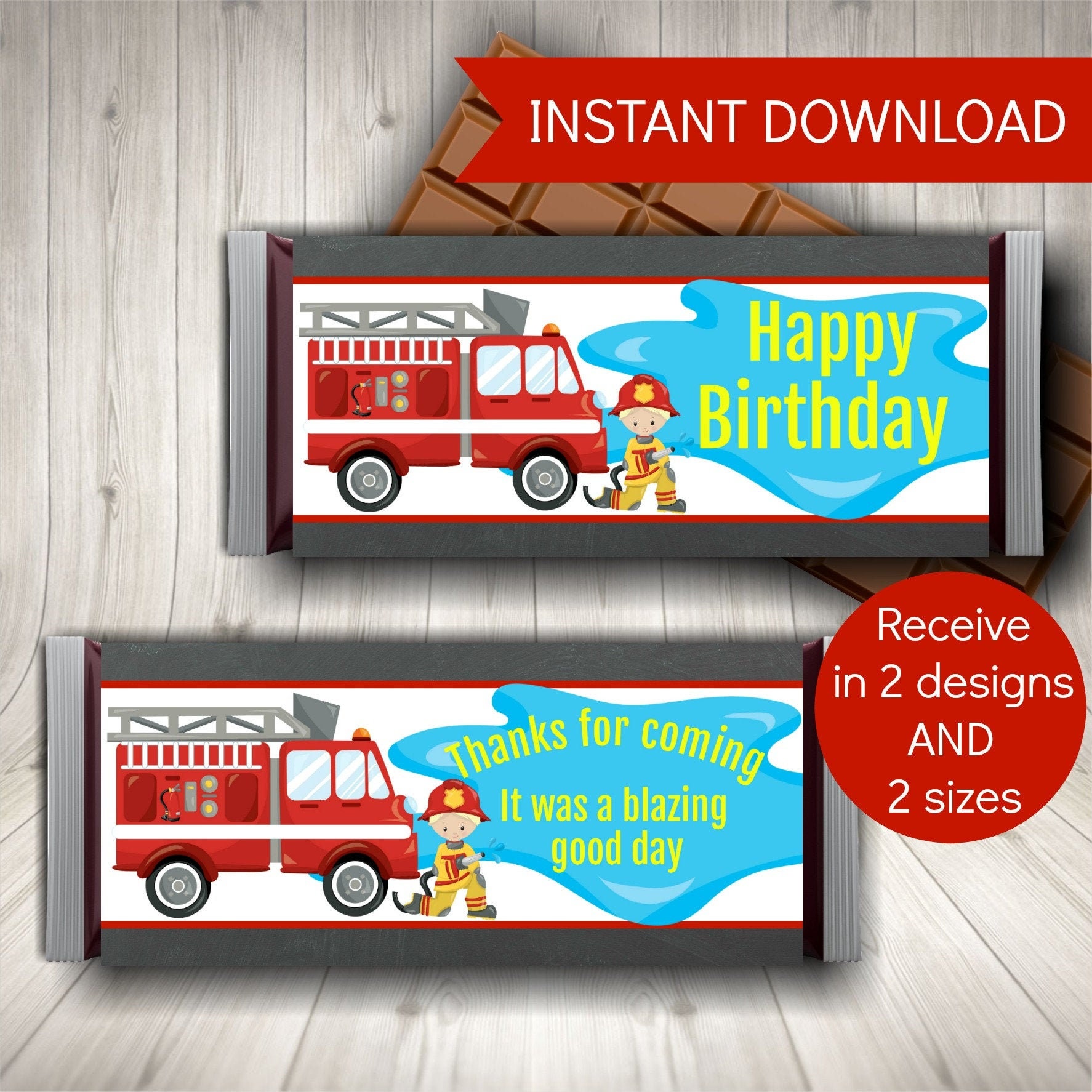 Fire Fighter Candy Bar Wrappers Printable Party Favors - Etsy Australia