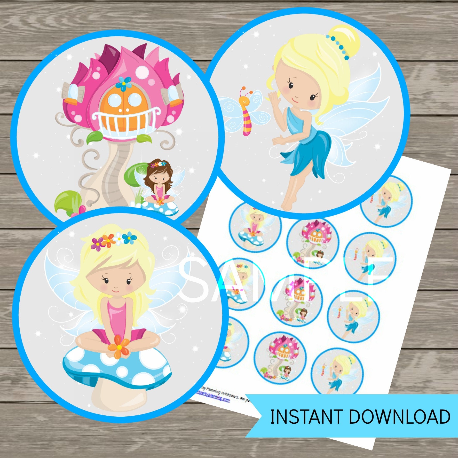 Fairy Cupcake Toppers Fairy Party Printable Instant Download | Etsy