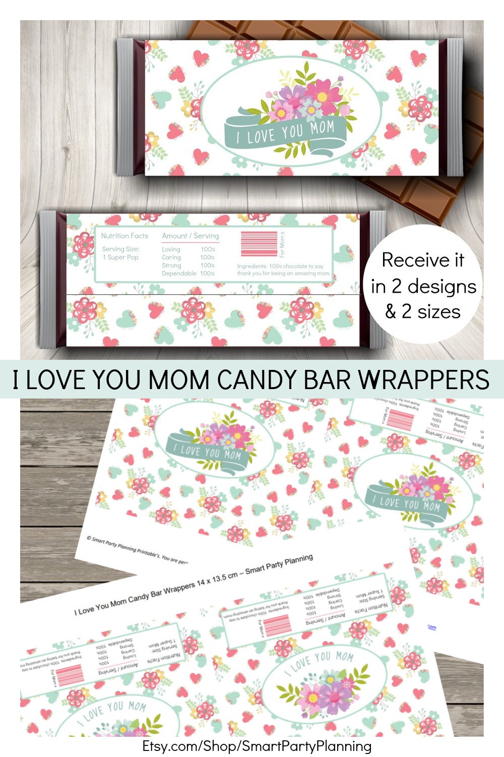 Printable Candy Bar Wrappers for Mom Mother's Day Gift | Etsy