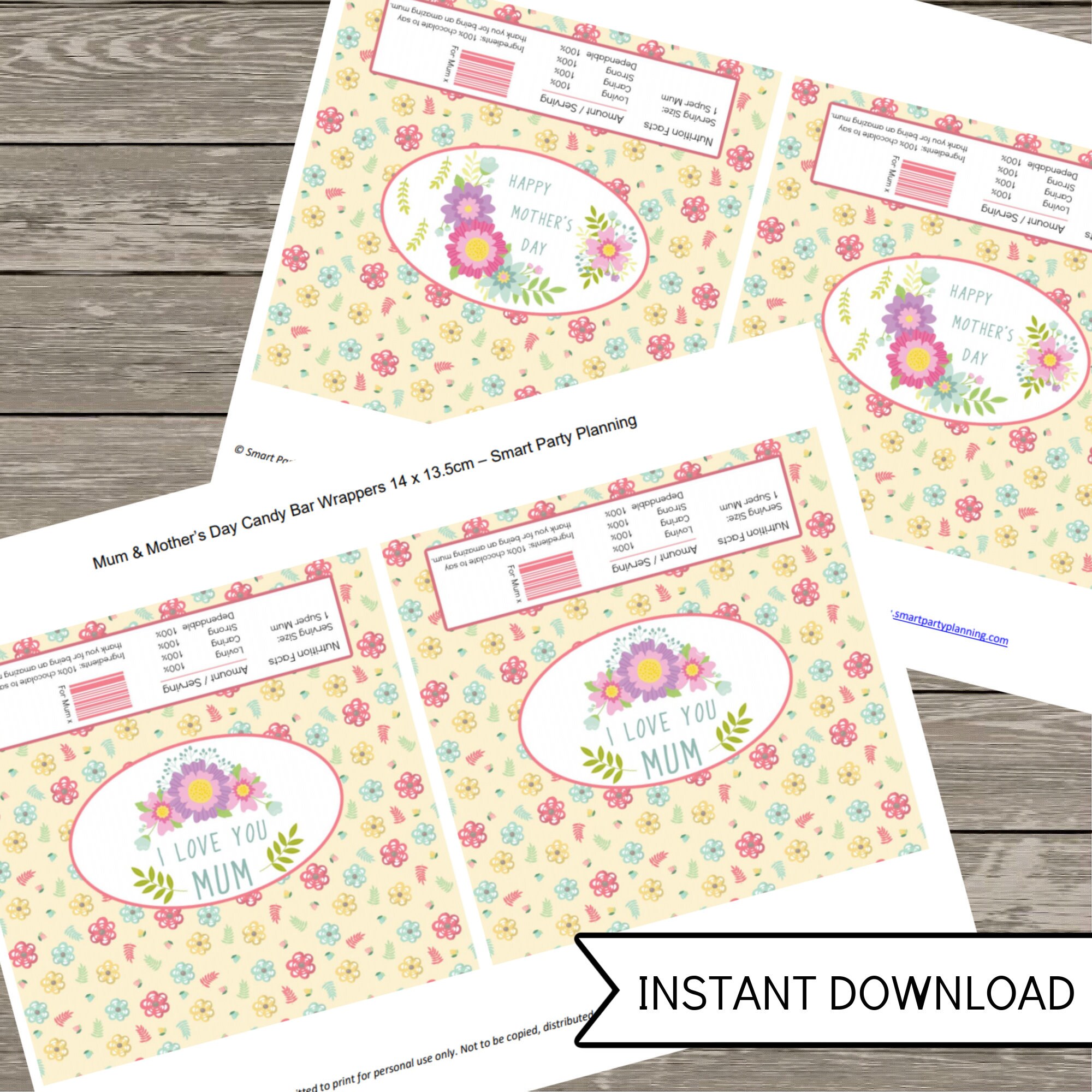 Mum Candy Bar Wrappers, Easy Gift for Mums, Printable Instant Download ...