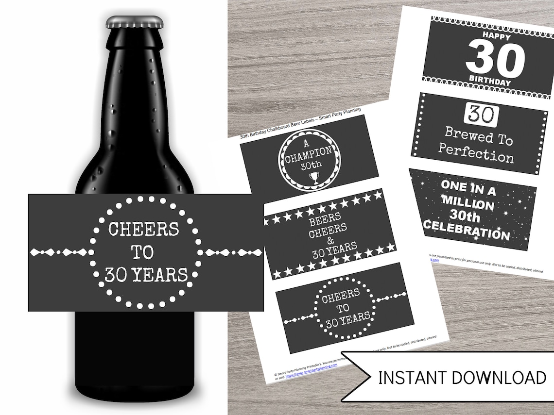 30th Birthday Beer Labels Milestone Birthday Gift Printable - Etsy