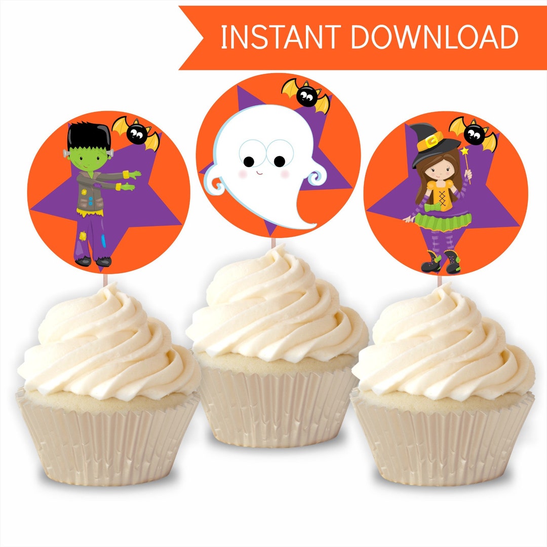 Halloween Cupcake Toppers + FREE Halloween Invitation, Printable ...