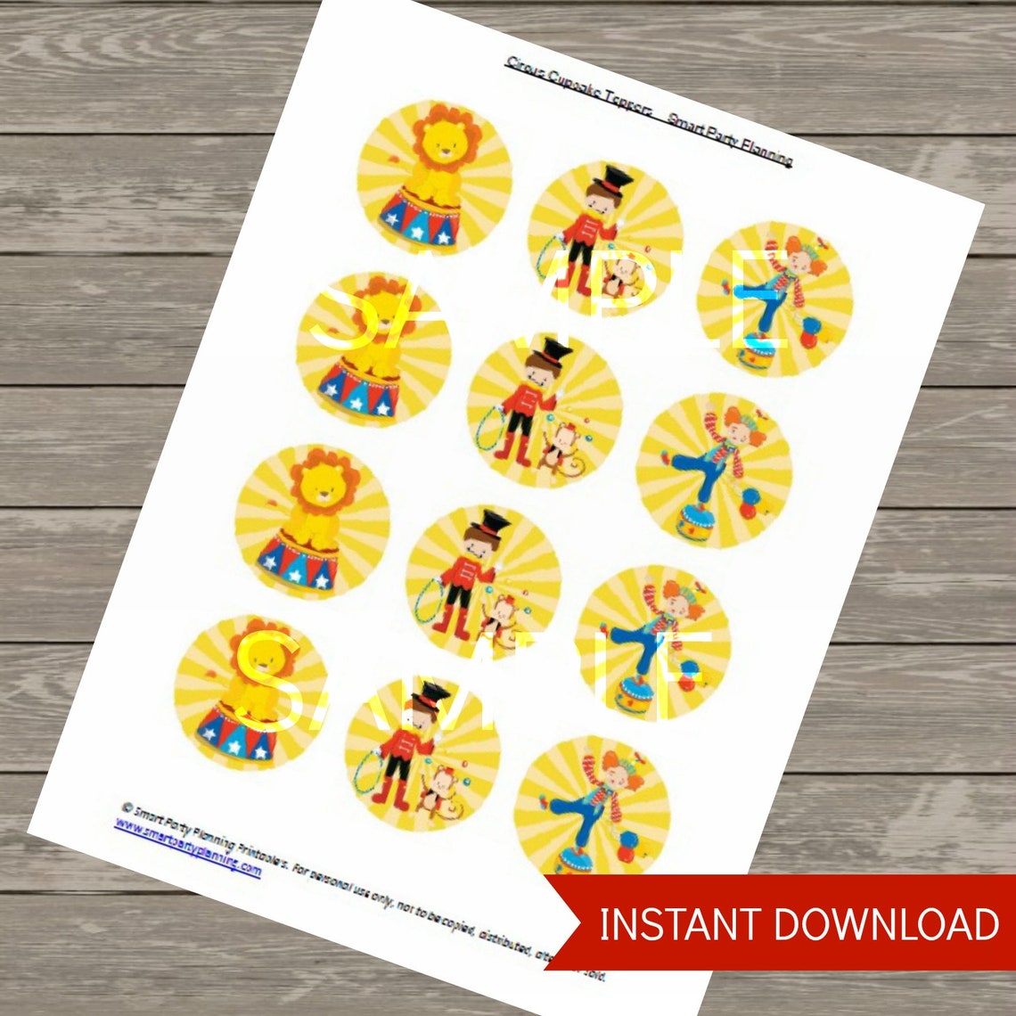 Circus Birthday Party Cupcake Toppers Printable Party Circles - Etsy