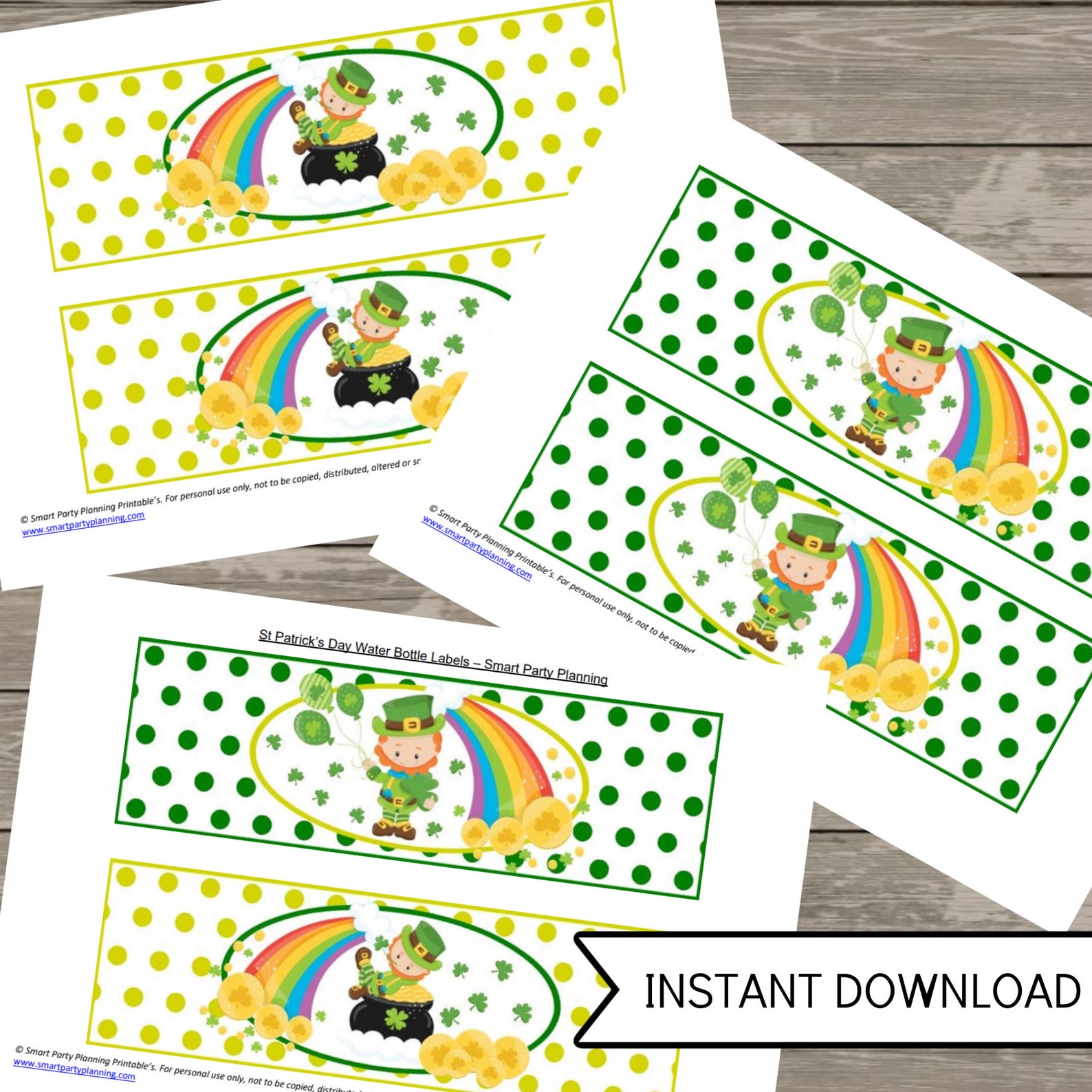 St Patricks Day Water Bottle Labels, Leprechaun Labels, Printable ...