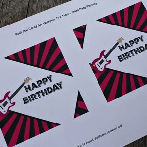 Rock Star Birthday Party Chocolate Bar Wrappers / Girls Party Chocolate ...