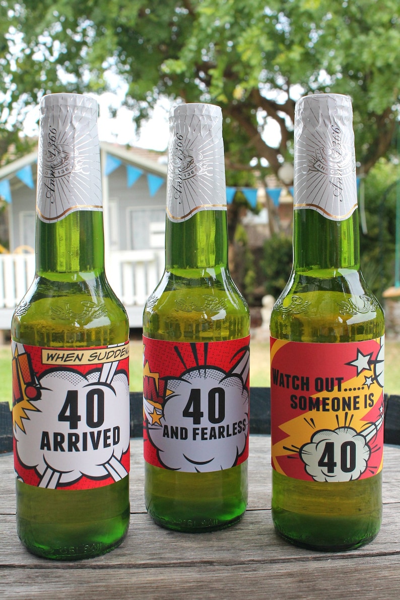 40th Birthday Beer Labels / Superhero Printable Labels | Etsy