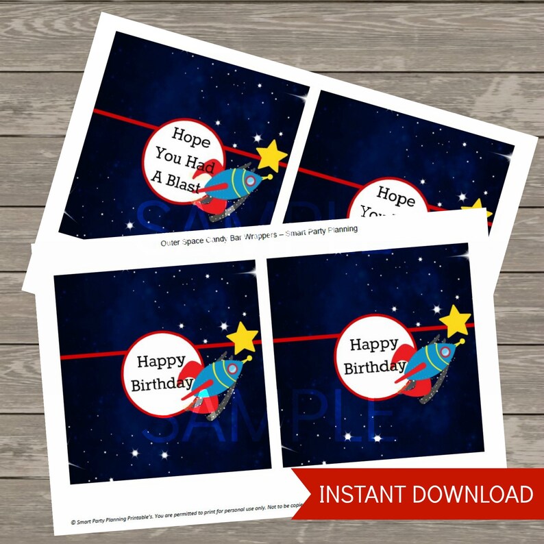 Outer Space Party Candy Bar Wrappers Printable Party Favors - Etsy