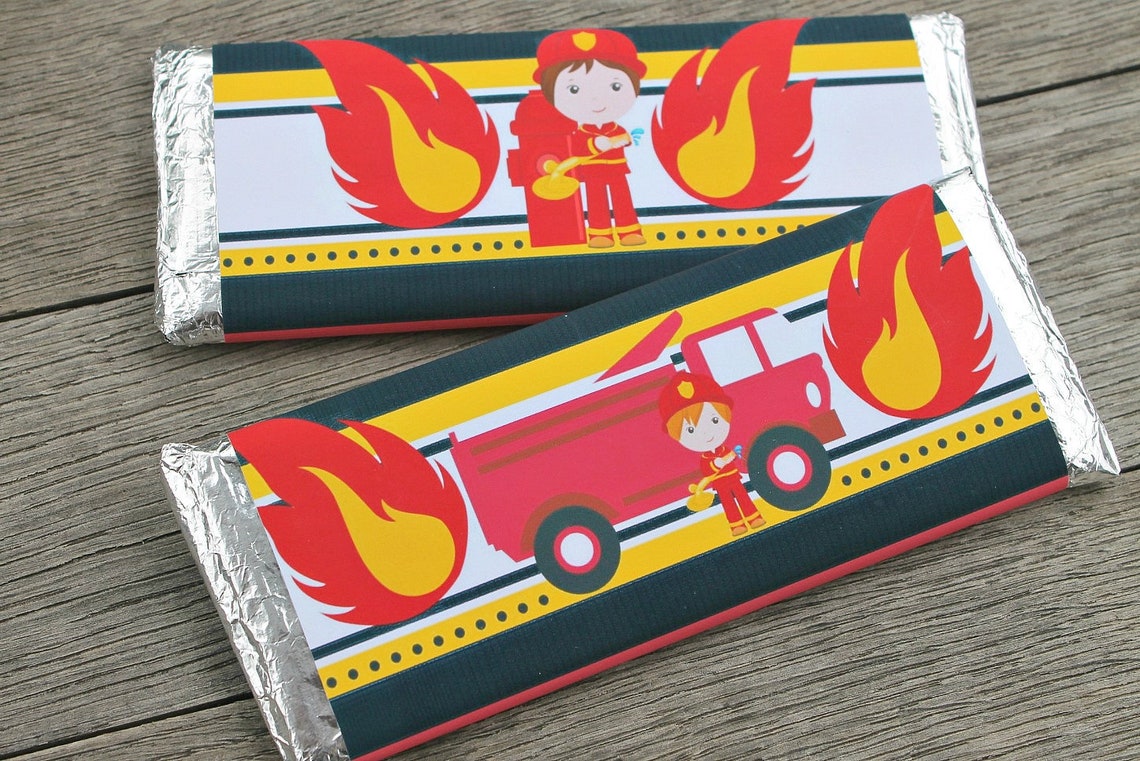 Fireman Party Candy Bar Wrappers Chocolate Wrapper Candy - Etsy
