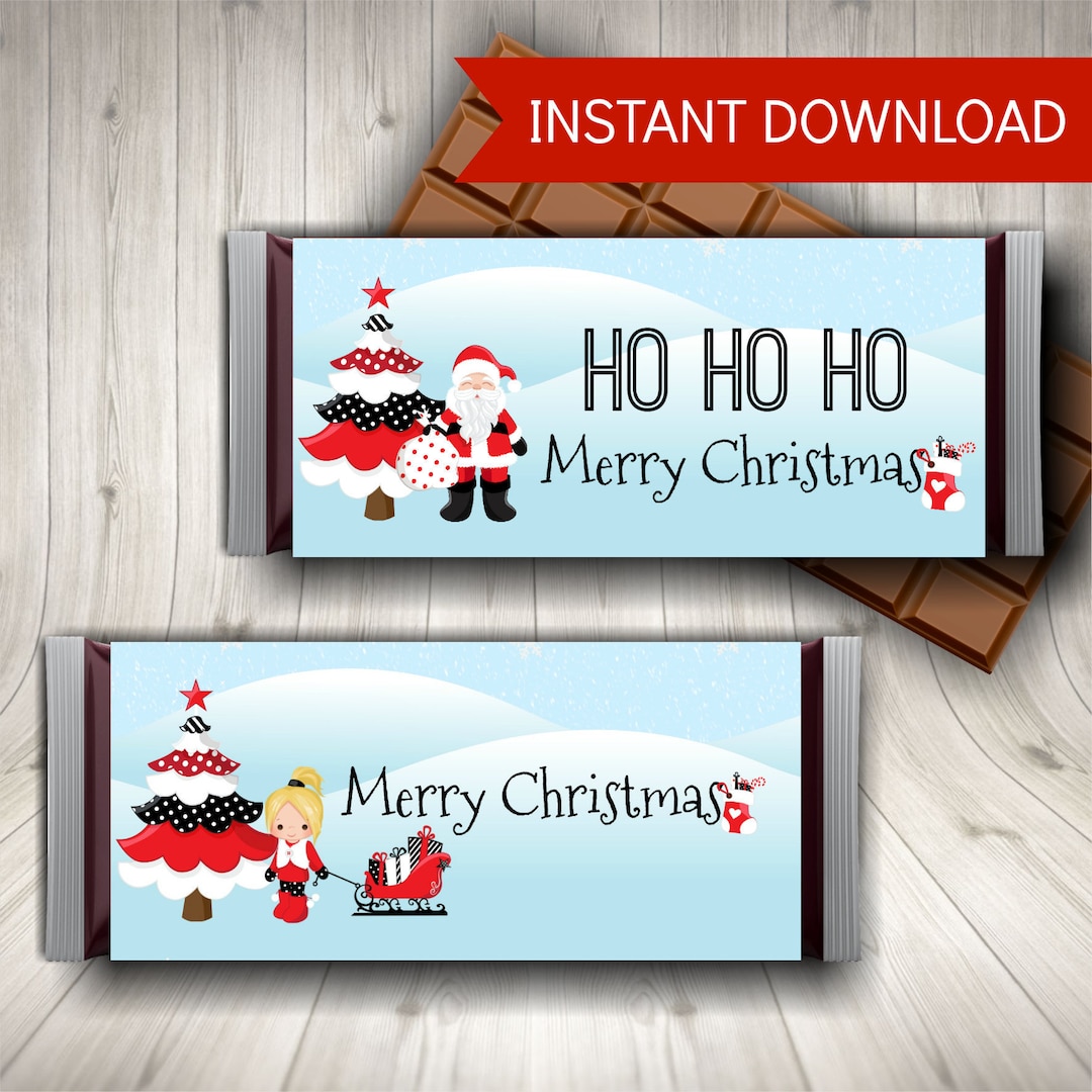 Christmas Candy Bar Wrappers, Printable Party Favors or Stocking ...