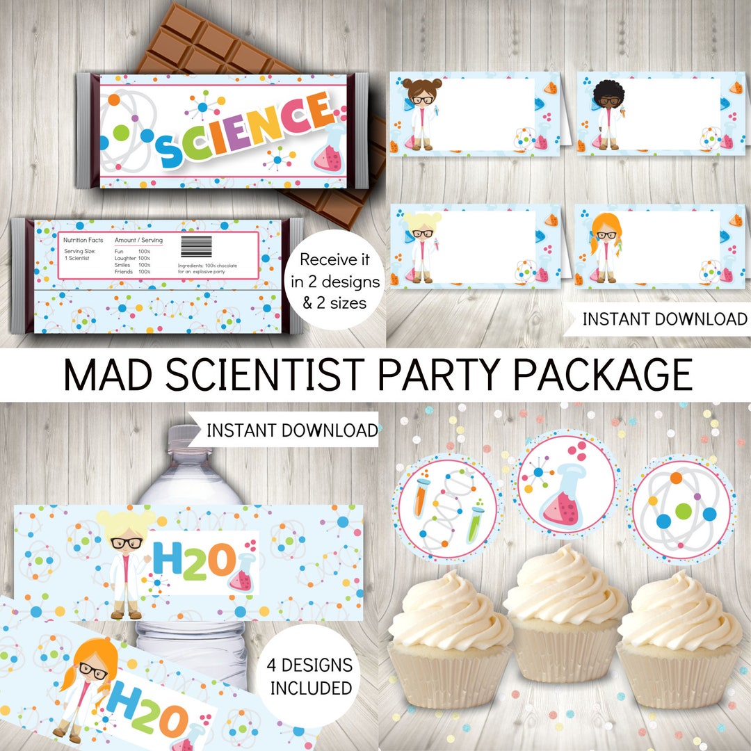 Mad Scientist Party Printable Set, Girls Birthday Party, Instant ...