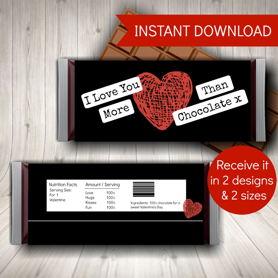 Valentine's Day Candy Bar Wrappers: Printable Gift (PDF) - Etsy