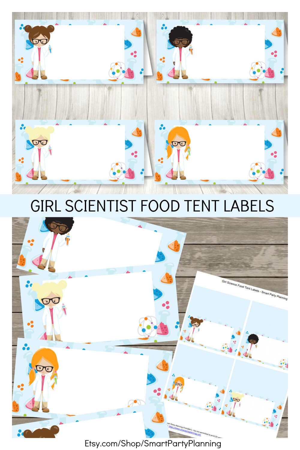 Girls Science Party Food Tent Labels Mad Scientist | Etsy