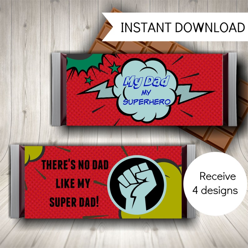 Super Dad Candy Bar Wrappers Easy Father's Day Gift - Etsy