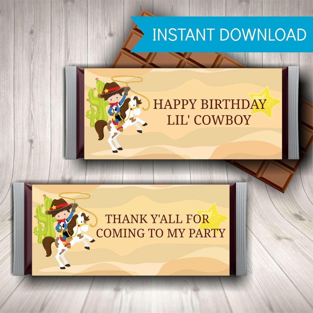 Cowboy Candy Bar Wrappers, Cowboy Party Favors, Printable Instant ...