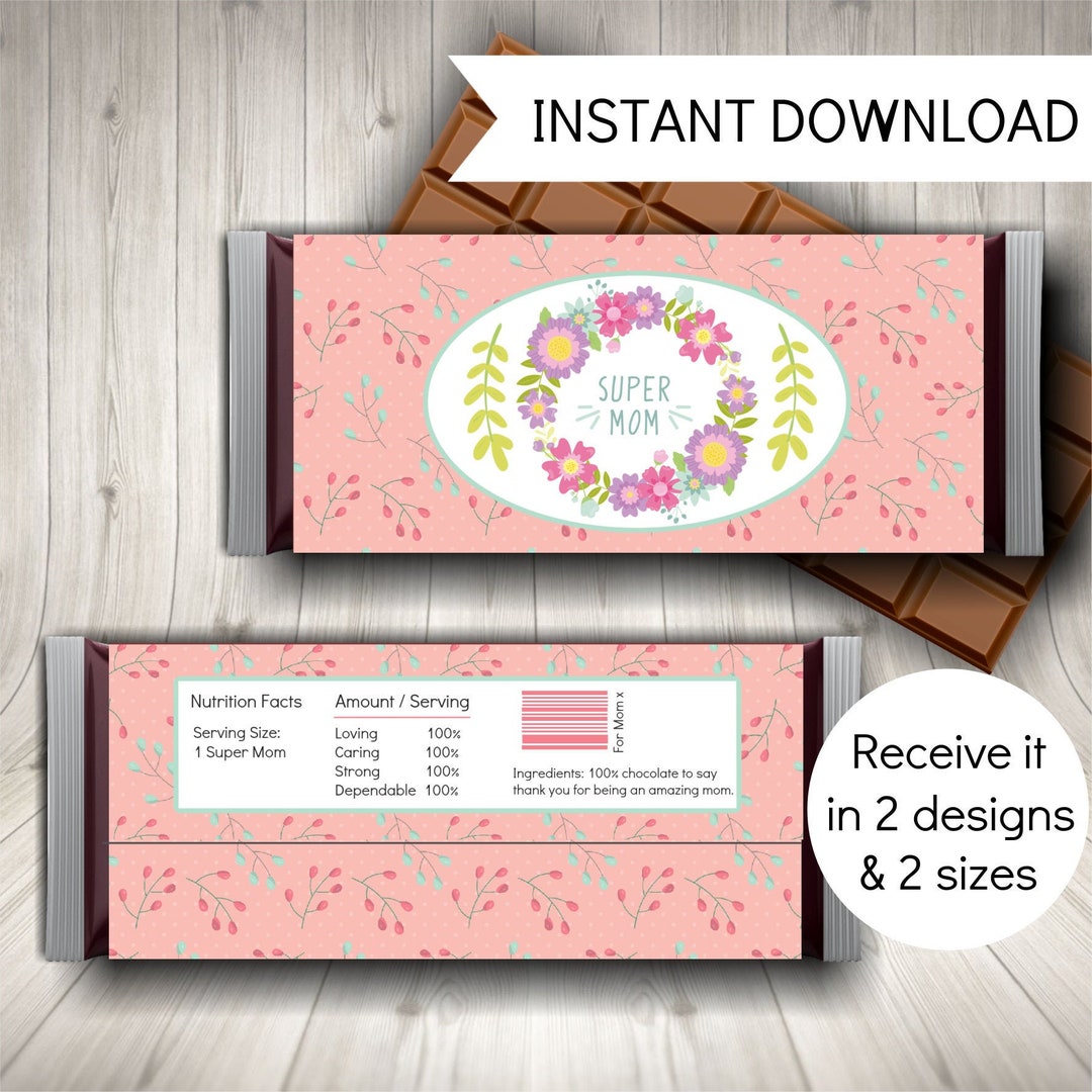 Super Mom Candy Bar Wrappers, Easy Gift for Moms, Printable Instant ...