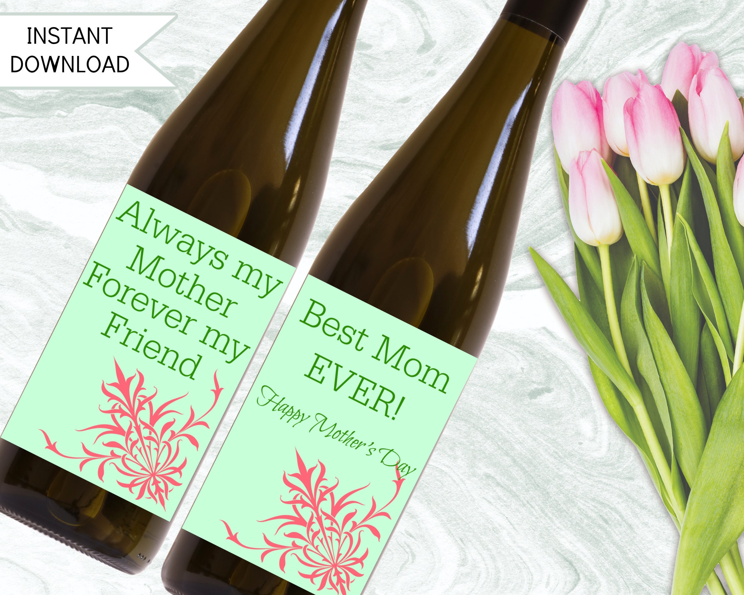 Mother's Day Wine Bottle Labels, Gift for Mom, Instant Download - Etsy