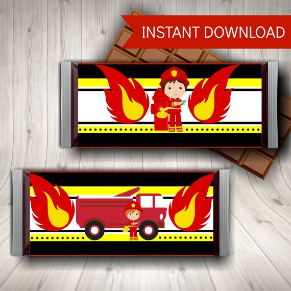 Fireman Party, Candy Bar Wrappers, Chocolate Wrapper, Candy Favor ...