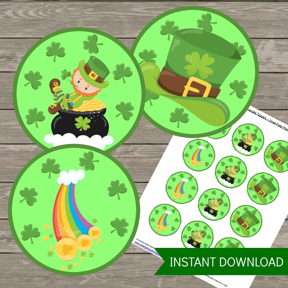 St Patrick's Day Cupcake Toppers, Printable Cupcake Decorations ...