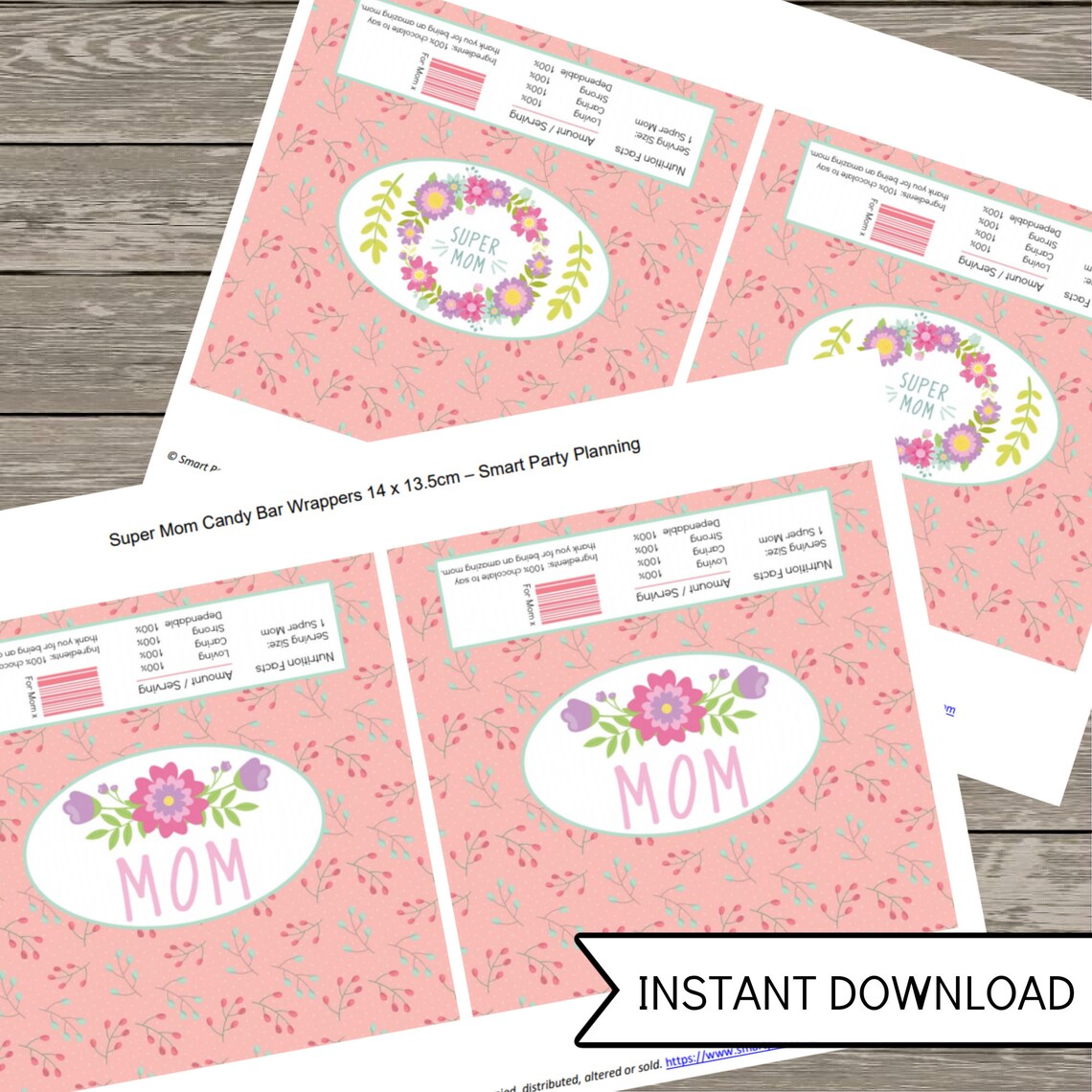 Mom Candy Bar Wrappers Easy Mothers Day Gift Printable - Etsy Australia