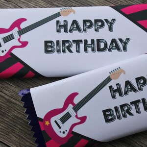 Rock Star Birthday Party Chocolate Bar Wrappers / Girls Party Chocolate ...