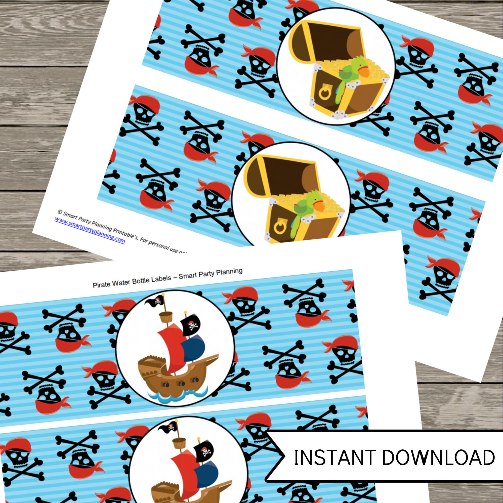 Pirate Party Water Bottle Labels Birthday Party Decor | Etsy
