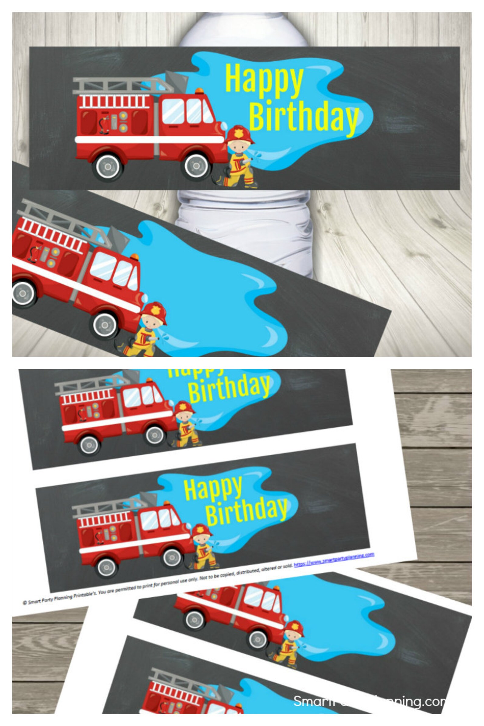 Fire Fighter Party Water Bottle Labels Printable Party | Etsy Australia