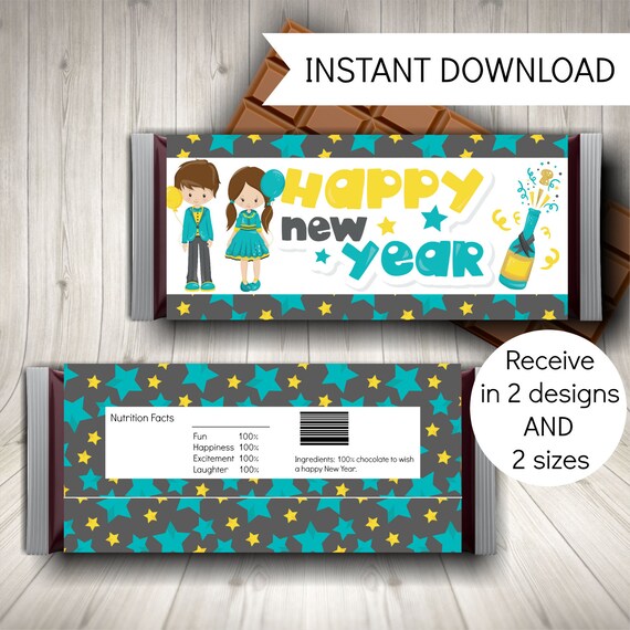 New Years Eve Printable Candy Bar Wrappers, Easy Party Favors, Instant ...