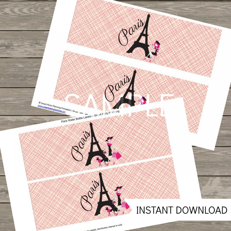 Paris Party Water Bottle Labels, Tween Birthday Party, Instant ...