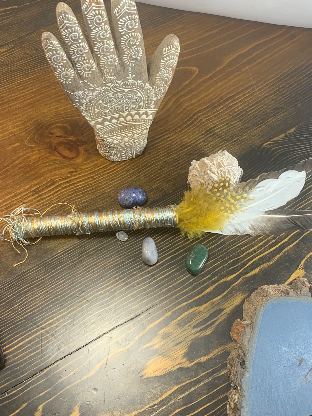 Feather Smudge Fan, Sage Smudge Feather Blessing Stick - Etsy