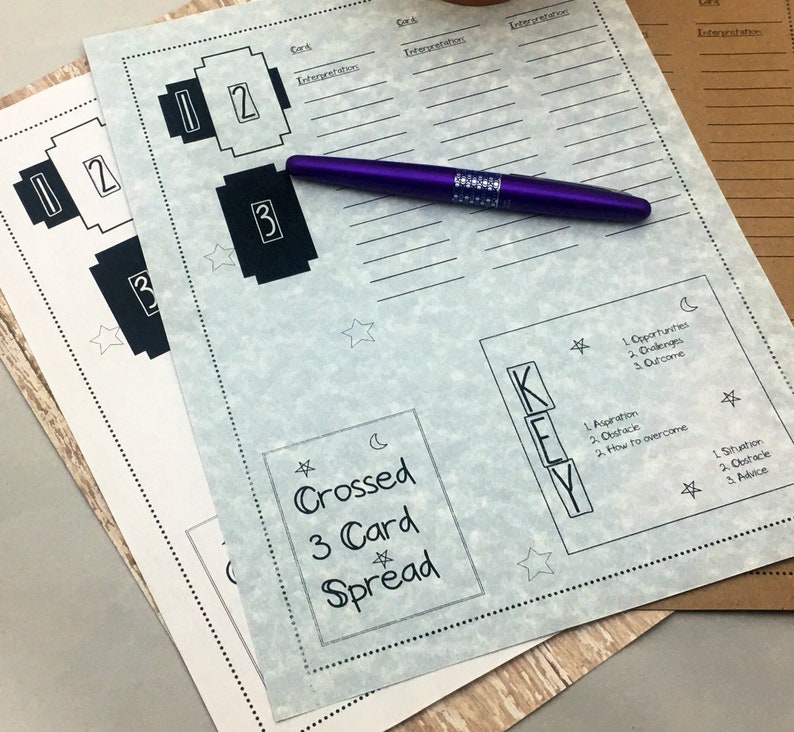 Tarot Journal Crossed THREE Card Spread Daily Journal Tarot Card Spread ...