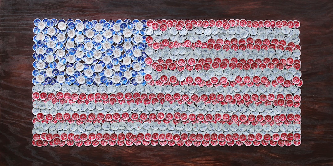 American Flag Beer Cap Art (48" X 24") Ready to Hang, Signed Original ...