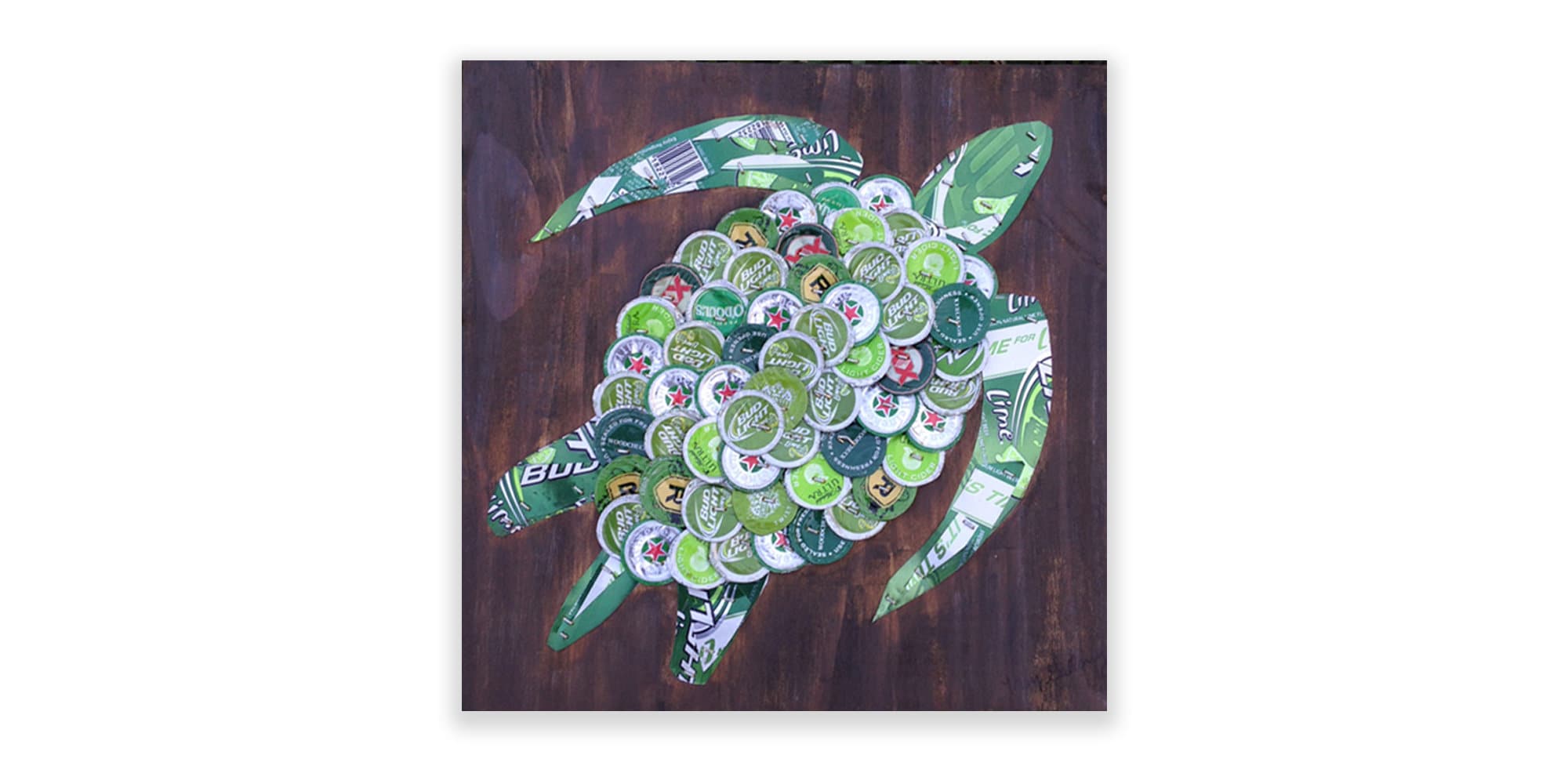Sea Turtle Beer Cap Art, 12"x 12", Signed Original - Etsy