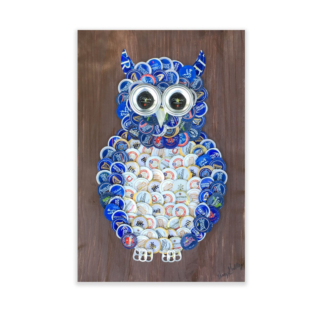 Hoot Owl Beer Cap Art, Signed Original - Etsy