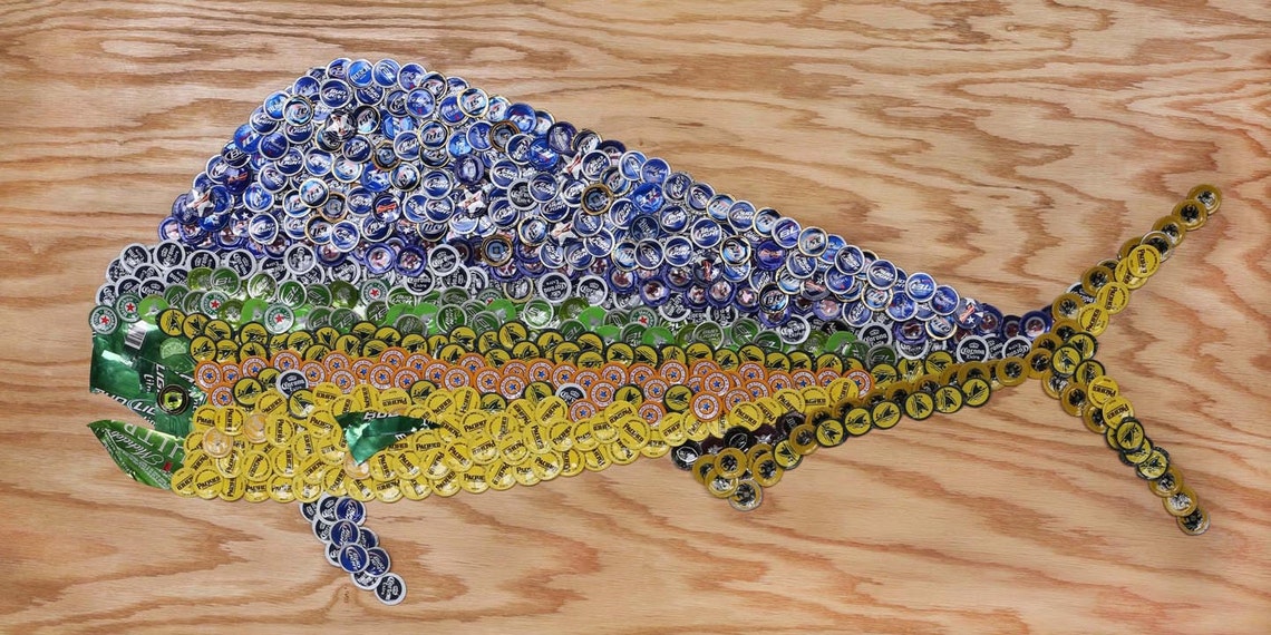Dolphin Fish Beer Cap Art, Signed Original, 48" X 24" - Etsy
