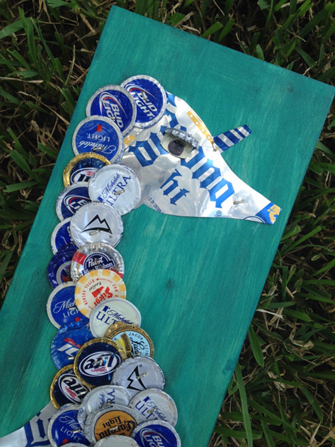 Blue Seahorse Beer Cap Art Signed Original 5 1/2 X - Etsy