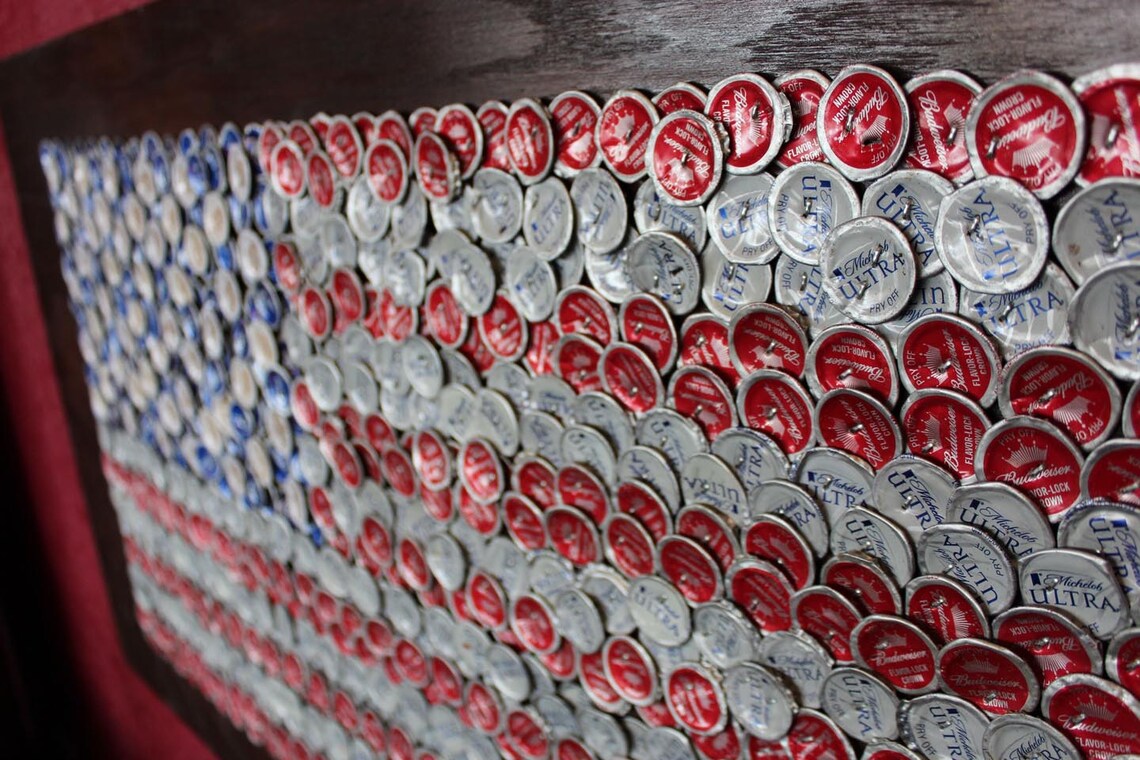 American Flag Beer Cap Art (48" X 24") Ready to Hang, Signed Original ...