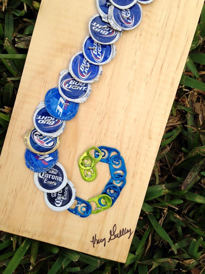 Blue Seahorse Beer Cap Art, Signed Original, 5 1/2" X 24" - Etsy