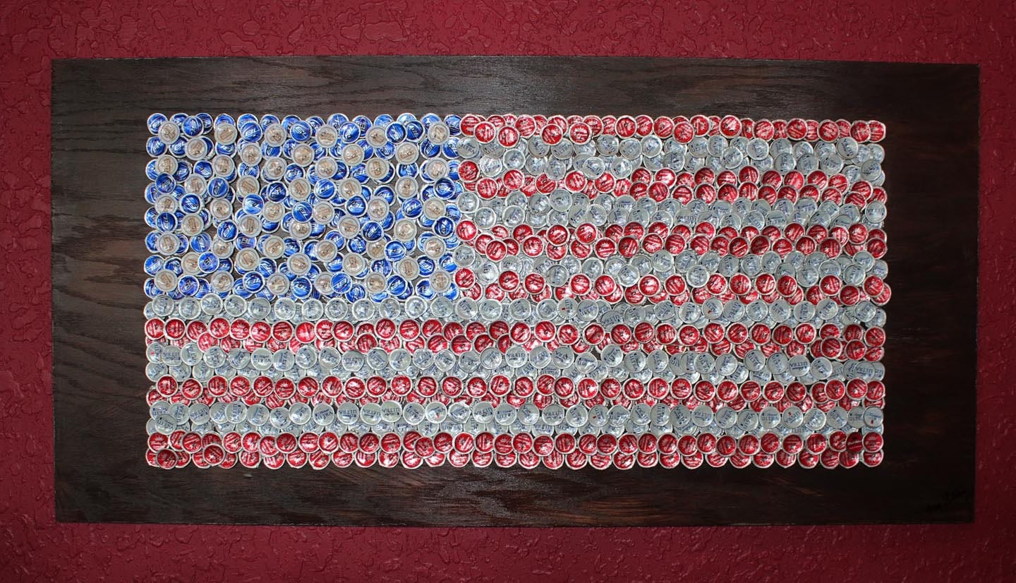 American Flag Beer Cap Art (48" X 24") Ready to Hang, Signed Original ...