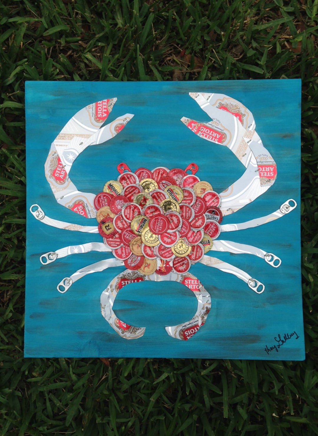Red Stone Crab Beer Cap Art - Etsy