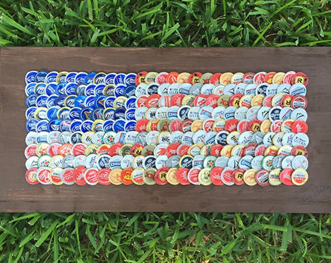 American Flag Beer Cap Art, Signed Original, 24 X 12 - Etsy