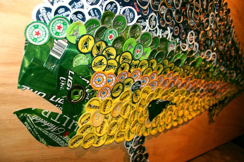 Dolphin Fish Beer Cap Art, Signed Original, 48" X 24" - Etsy