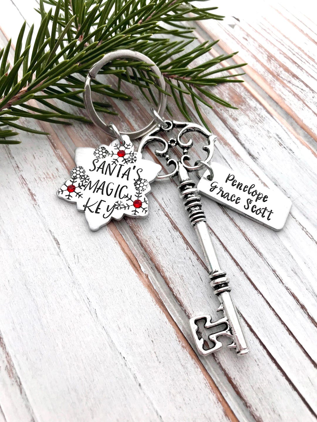 Personalized Santa's Magic Key Christmas Skeleton Birthstone Keychain ...